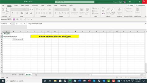 excel create sequential dates with gaps youtube