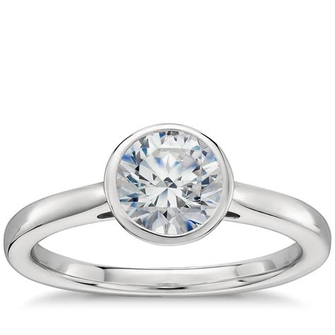 Bezel Set Solitaire Engagement Ring In 14k White Gold Blue Nile