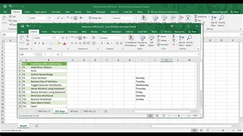 microsoft excel tutorial ctrl function key shortcuts