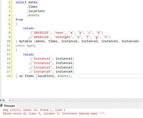 cross apply on columns on sql server syntax error near stack overflow
