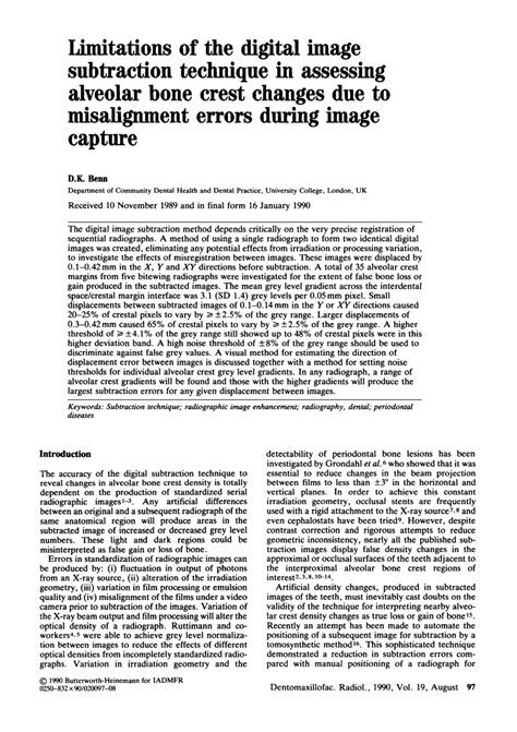Pdf Limitations Of The Digital Image Subtraction Technique In