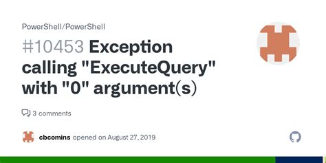 exception calling executequery with 0 argument s · issue 10453