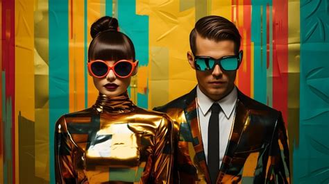 Premium Ai Image Man And Woman Wearing Colorful Clothes With Glasses