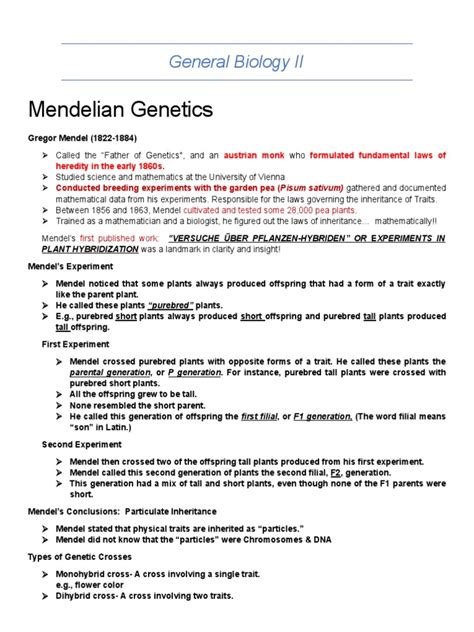Gregor Mendel And The Foundations Of Genetics An Overview Of Mendelian