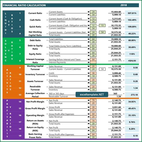 Financial Ratios Excel Template Free Free Printable Templates