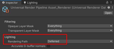 deferred rendering path in urp universal rp 15 0 4