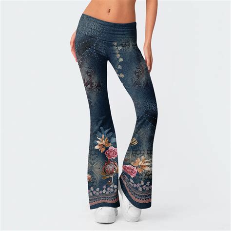 Ydkzymd Long Flare Leggings Fold Over For Women Yoga Tie Dye Stretchy