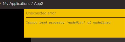 error cannot read property endswith of undefined radzen ide