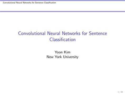 [ppt] Convolutional Neural Networks For Sentence Classification Yoon
