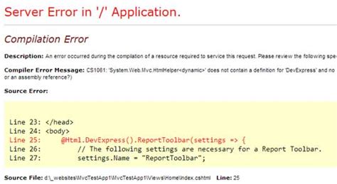 asp net mvc 4 mvc 4 getting error while trying to add a new report