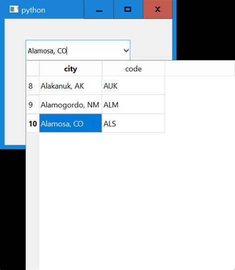 python multicolumn model for qcompleter stack overflow