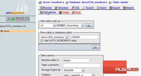 copy a database table with phpmyadmin web24