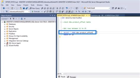 sql data extraction using offset and fetch