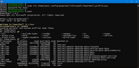 creating the powershell user profile in linux max