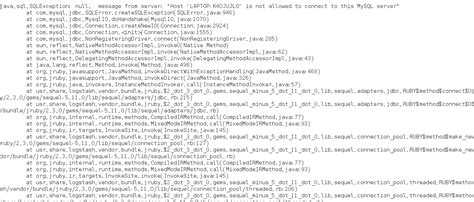 java sql sqlexception null message from server host xxx is not