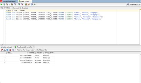 i can t visualize a table in an oracle base that is in a