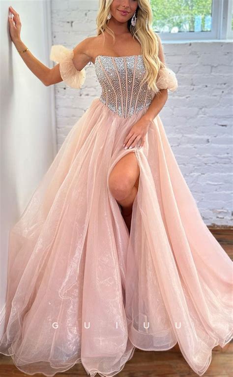 G2513 Elegant And Luxurious Beaded Off Shoulder Ball Gown Long Prom Ev