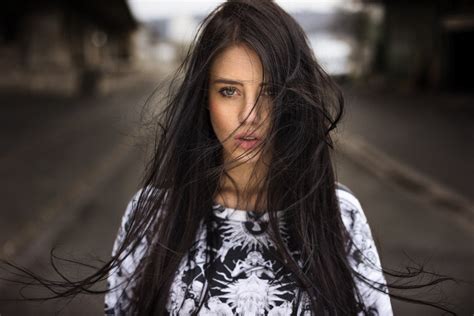 Face Women Outdoors Women Model Portrait Depth Of Field Long Hair