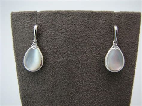 Kabana 14k White Gold Teardrop Earrings With Mother Of Pearl Inlay And