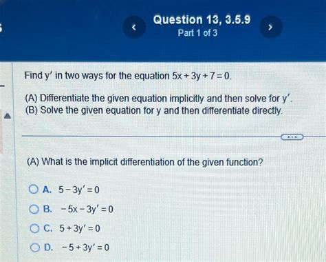 Solved Question 13 3 5 9part 1 ﻿of 3find Y ﻿in Two Ways