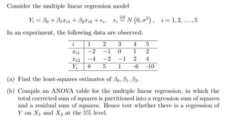 consider the multiple linear regression model y bo
