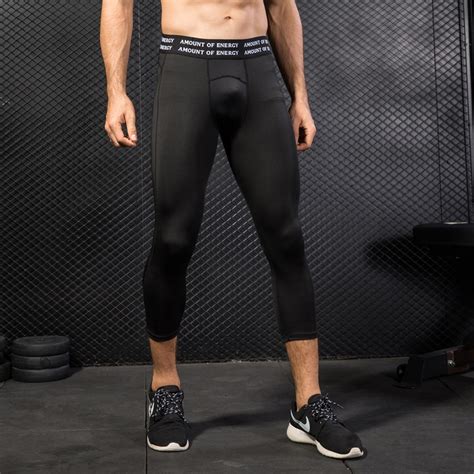 Psvteide Mens 3 4 Compression Pants Workout Leggings Fitness Male Gym