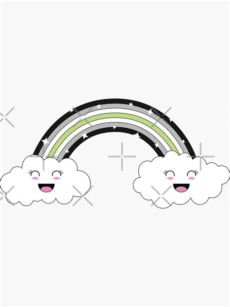 Kawaii Rainbow And Clouds Agender Pride Flag Sticker For Sale By
