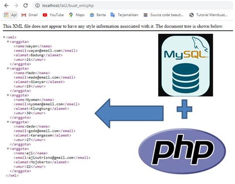 membuat data xml dari database myql dengan php heboh wow