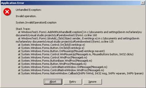 managing unhandled exceptions in codeproject