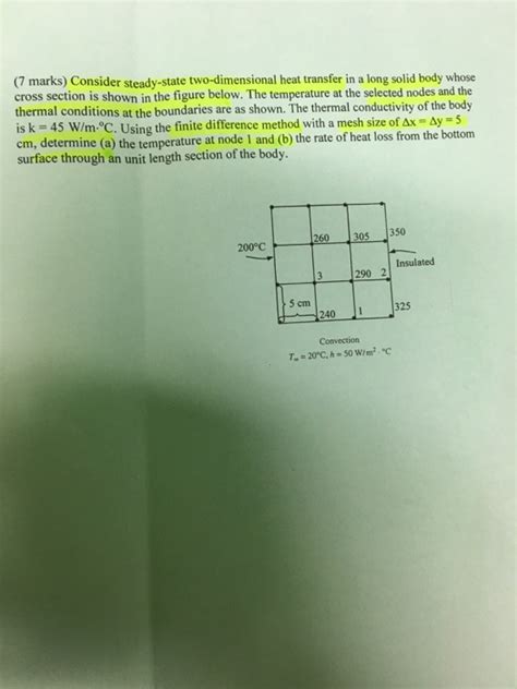 Solved Consider Steady State Two Dimensional Heat Transfer