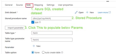 azure sql data factory copy activity with sink stored procedure stack