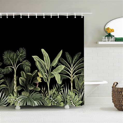 Tropical Plants Palm Trees Leaves Shower Curtains Bath Curtain