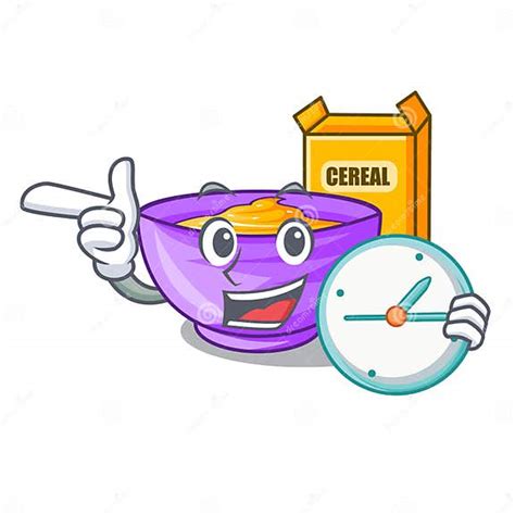 With Clock Cereal Box In The Character Fridge Stock Vector