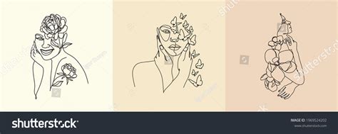 Set Abstract Minimalistic Female Figure Underwear Stock Vector Royalty