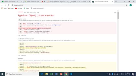 reactjs typeerror object is not a function while trying to run
