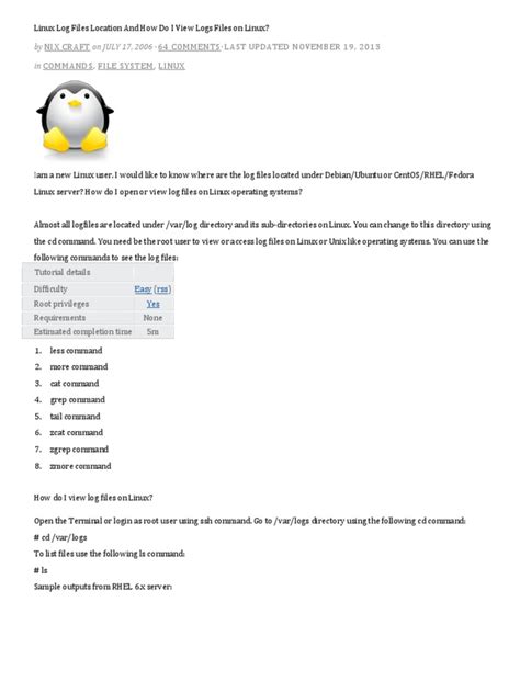 linux log files location and how do i view logs files on linux linux