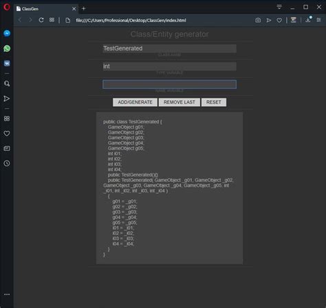 unity3d class entity generator