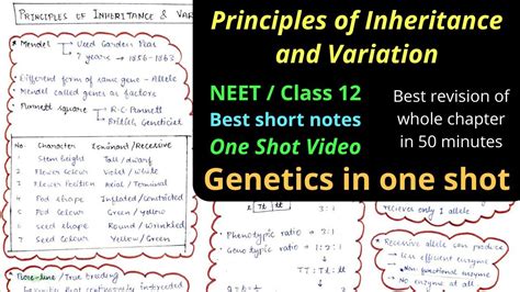 principles of inheritance and variation mind map genetics one shot