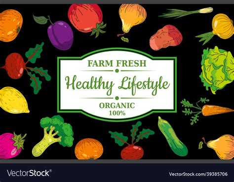 Healthy Lifestyle Farm Fresh Organic Vegatables Vector Image