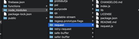 javascript getting error cannot find module request even though