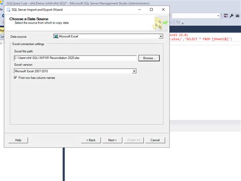 sql server importing xlxs in microsoft ssms stack overflow