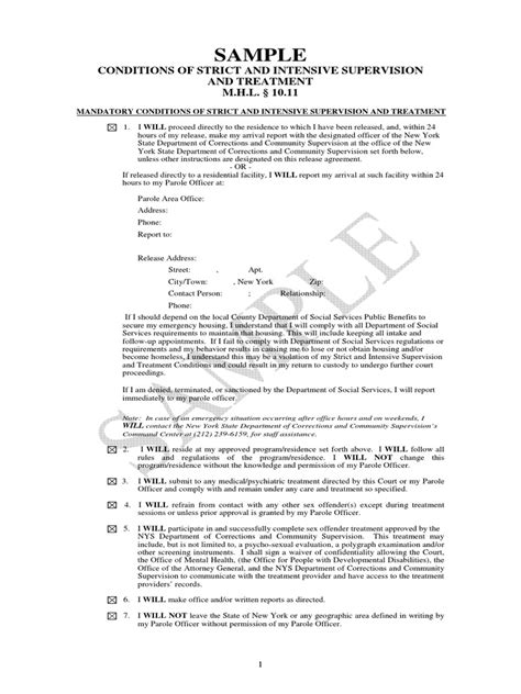 sist sex offender sample conditions probation officer parole free