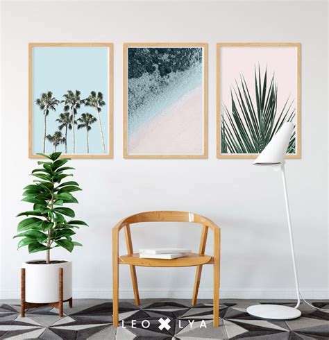 Set Of 3 Pastel Prints Beach Wall Art Tropical Printable Etsy