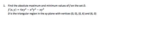 solved find the absolute maximum and minimum values of f on