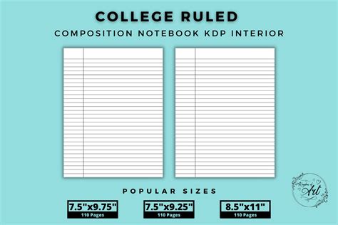 College Ruled Composition Notebook Kdp Graphic By Kingdom Of Arts