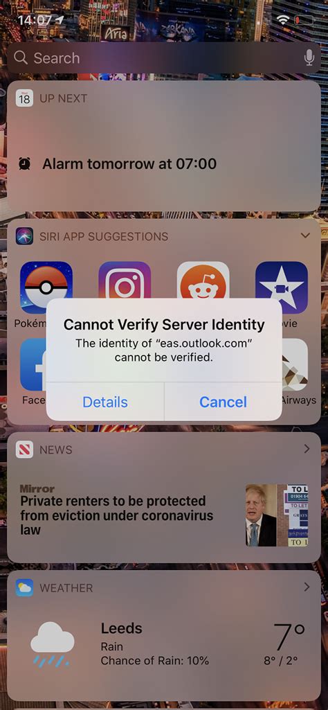 outlook cannot verify server identity on … apple community