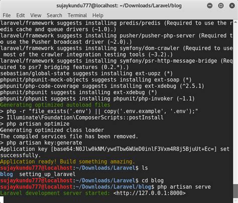 how to setup laravel in kali linux 2 step by step