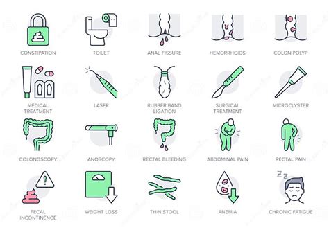 Proctologist Line Icons Vector Illustration Include Icon Toilet