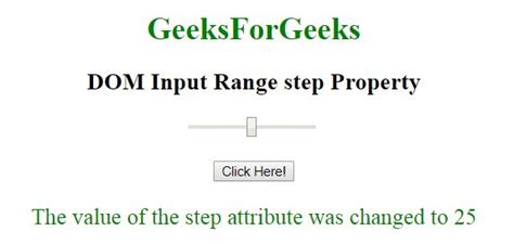 html dom input range step property geeksforgeeks