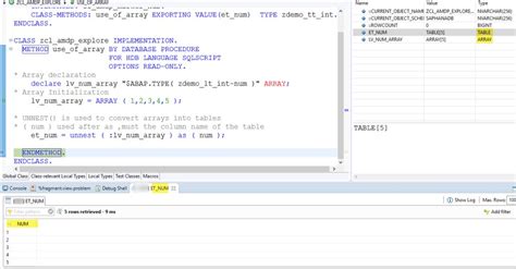 hana sql use of array sapcodes